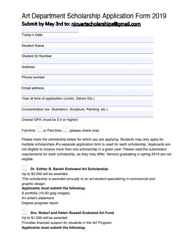 Art Scholarship Application Form Examples - 11+ in PDF | MS Word | Examples