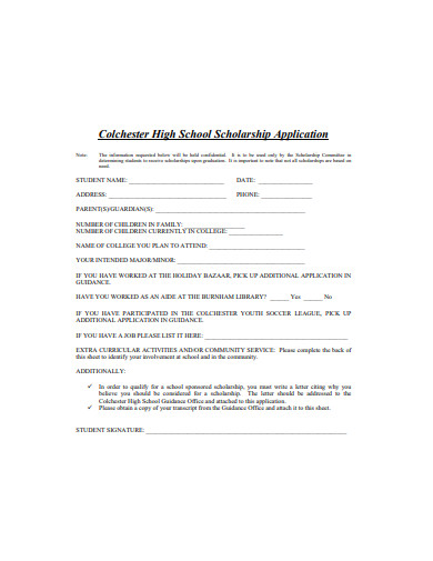 High School Scholarship Application - 11+ Examples, Format, Pdf | Examples
