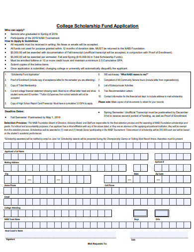 Scholarship Fund Application - 11+ Examples, Format, Pdf | Examples