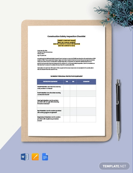 Construction Safety Checklist - 15+ Examples, Format, Pdf | Examples