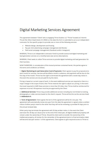 Digital Marketing Services Agreement - 6+ Examples, Format, Pdf