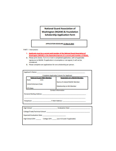 Foundation Scholarship Application Form - 8+ Examples, Format, Pdf ...