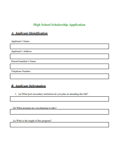 High School Scholarship Application - 11+ Examples, Format, Pdf | Examples
