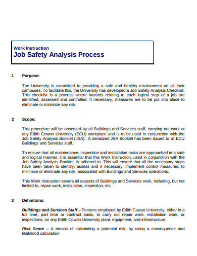 Job Safety Analysis - 13+ Examples, Format, Pdf | Examples