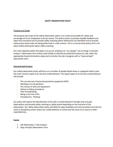 Safety Observation - 12+ Examples, Format, Pdf | Examples