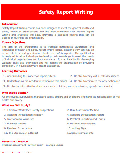 Safety Report Writing - 10+ Examples, Format, Pdf | Examples