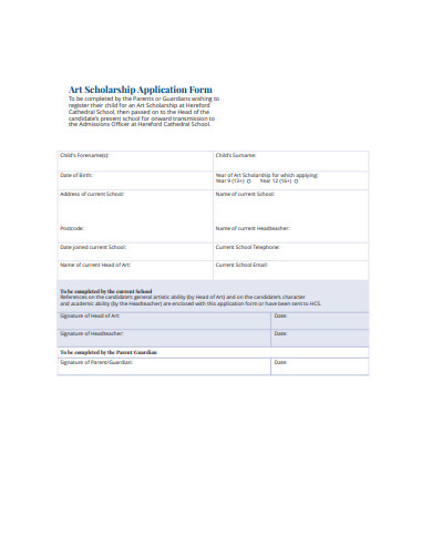 Art Scholarship Application Form Examples - 11+ in PDF | MS Word | Examples