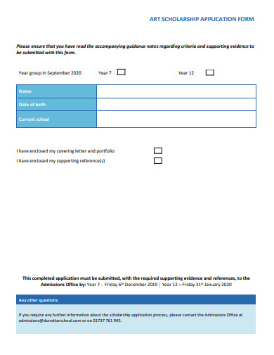 Art Scholarship Application Form Examples - 11+ in PDF | MS Word | Examples