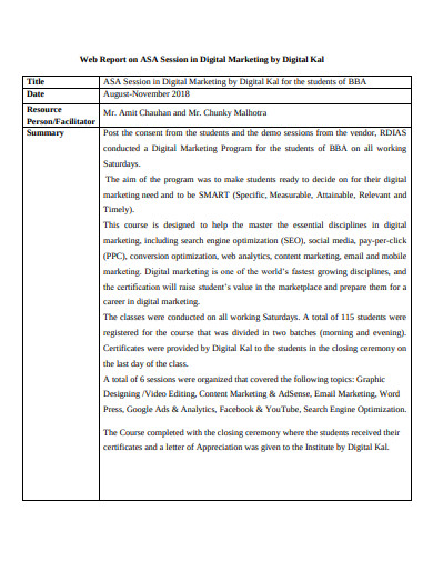 Digital Marketing Report - 9+ Examples, Format, Pdf | Examples