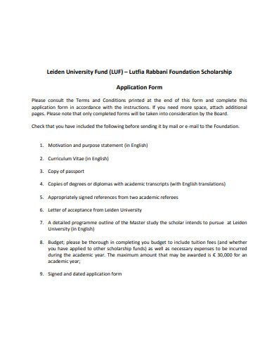Foundation Scholarship Application Form - 8+ Examples, Format, Pdf ...