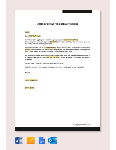 FREE 9 Graduate School Letter Of Intent Examples In PDF Ms Word 