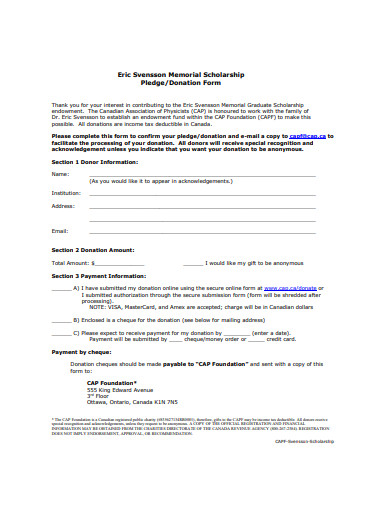 Scholarship Donation Form - 11+ Examples, Format, Sample | Examples