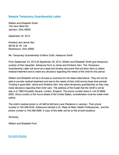 Guardianship Letter - FREE 10+ Examples, Format, Sample | Examples