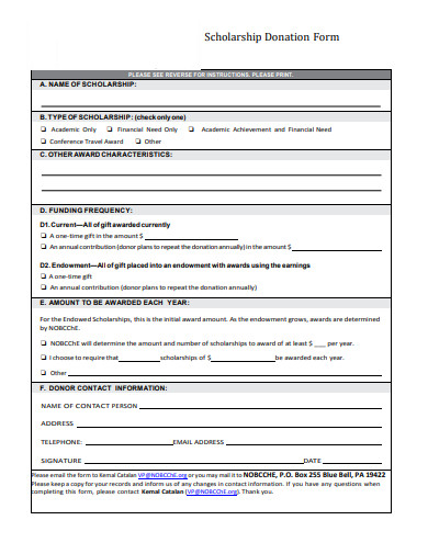 Scholarship Donation Form - 11+ Examples, Format, Sample | Examples