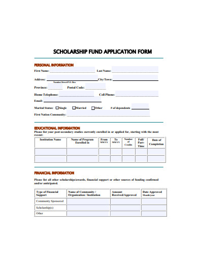 Scholarship Fund Application - 11+ Examples, Format, Pdf | Examples