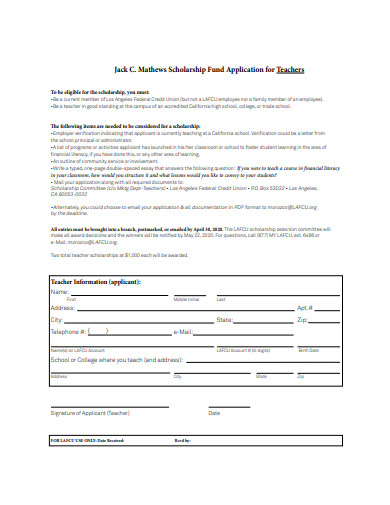 Scholarship Fund Application - 11+ Examples, Format, Pdf | Examples