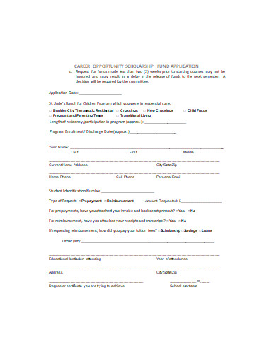 Scholarship Fund Application - 11+ Examples, Format, Pdf | Examples