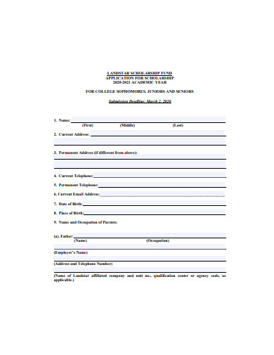 Scholarship Fund Application - 11+ Examples, Format, Pdf | Examples