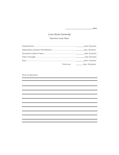 Scholarship Scoring Sheet - 5+ Examples, Format, Pdf | Examples