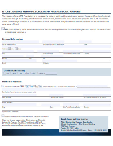 Scholarship Donation Form - 11+ Examples, Format, Sample | Examples