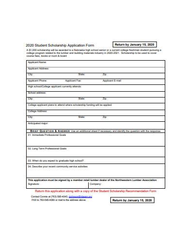 Student Scholarship Form - 6+ Examples, Format, Sample | Examples