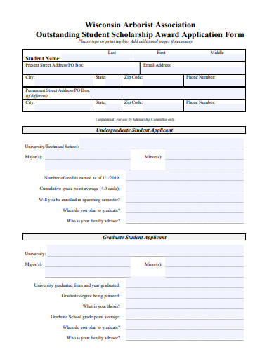 Student Scholarship Form - 6+ Examples, Format, Sample | Examples