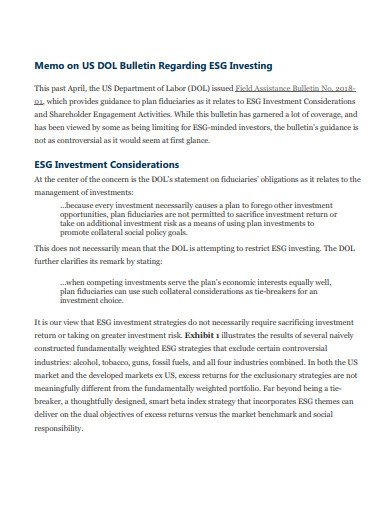 Investment Memo - 14+ Examples, Format, Pdf | Examples