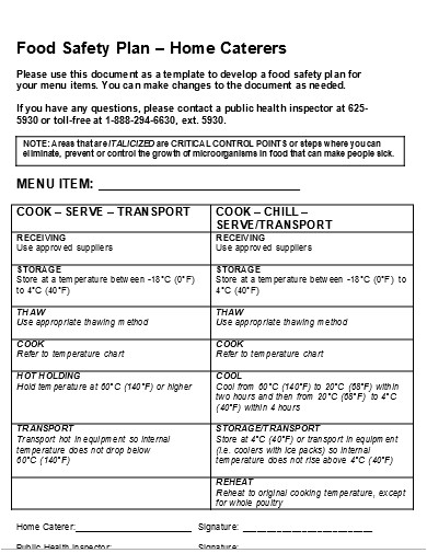 Food Safety Plan 23 Examples Format Pdf Examples