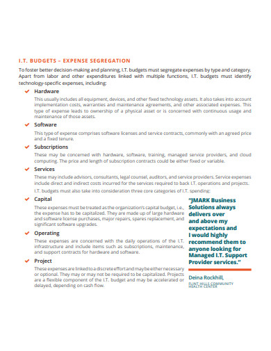 IT Budget - 15+ Examples, Format, Pdf | Examples