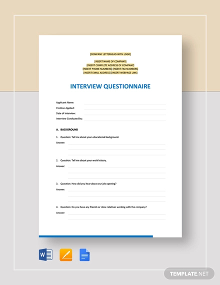 HR Questionnaire - 9+ Examples, Format, Pdf, Tips