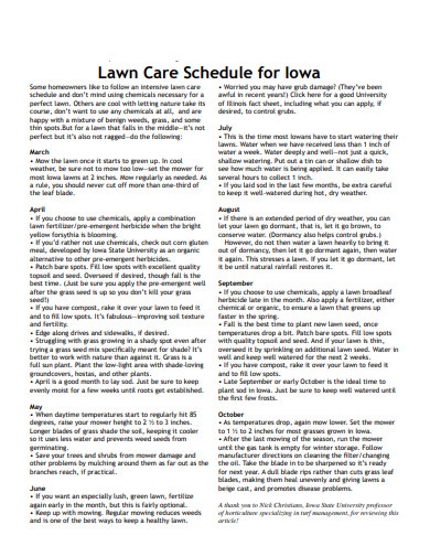 Lawn Care Schedule 5 Examples Format Pdf Examples