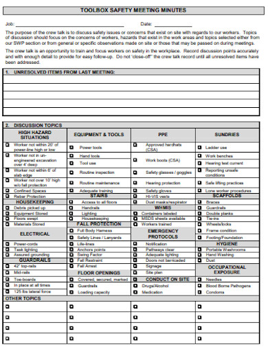 Safety Meeting Minutes - 23+ Examples, Format, Pdf | Examples