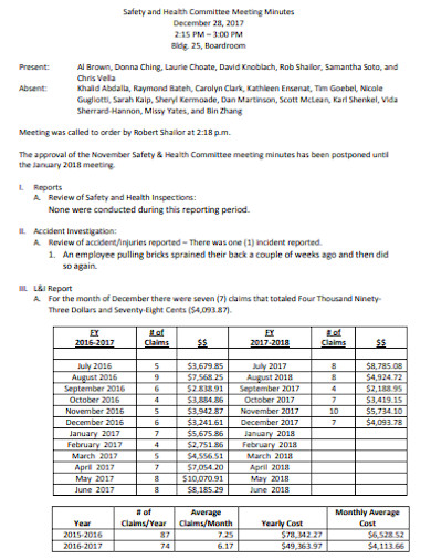 Safety Meeting Minutes - 23+ Examples, Format, Pdf | Examples