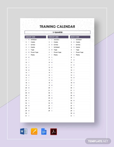 Training Calendar - 15+ Examples, Format, Pdf | Examples