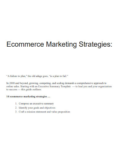 10+ E-Commerce Marketing Strategy Examples in PDF | MS Word | Examples