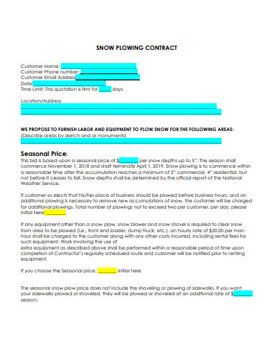 Snow Plowing Contract - 10+ Examples, Format, Pdf | Examples