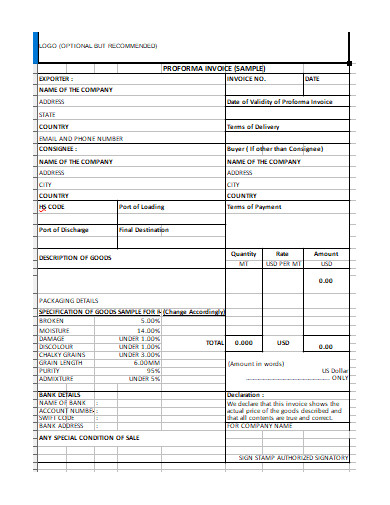 Proforma - 10+ Examples, Format, Sample | Examples