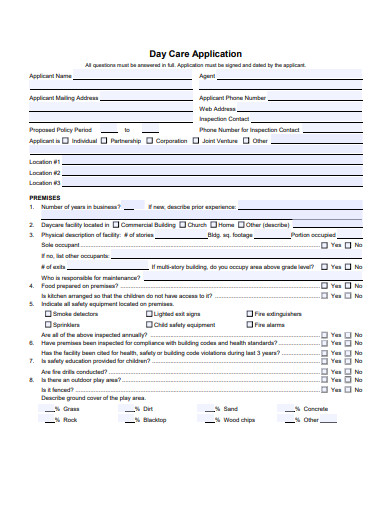 Daycare Application Form - 10+ Examples, Format, Pdf | Examples