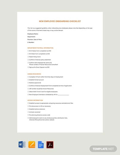 Onboarding Checklist - 16+ Examples, Format, Pdf | Examples
