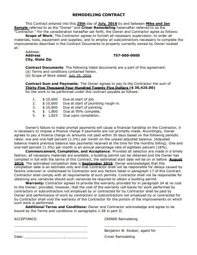Home Remodeling Contract - 5+ Examples, Format, Pdf | Examples