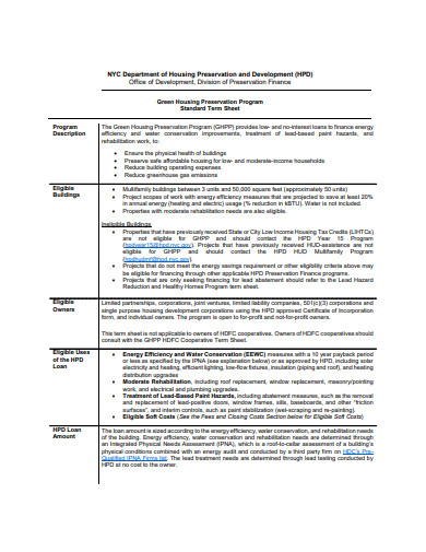 Term Sheet Examples - 10+ [ Equity, Partnership, Investment ] | Examples