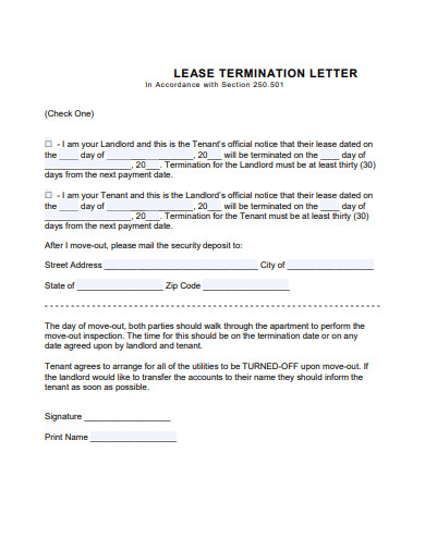Lease Termination Letter - 10+ Examples, Format, Sample | Examples