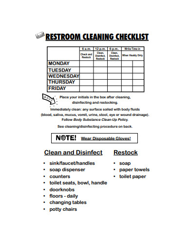 Restroom Checklist - 10+ Examples, Format, Pdf | Examples