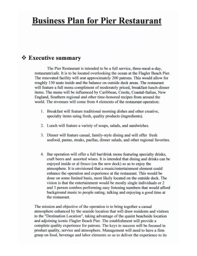 Restaurant Business Plan - 13+ Examples, Format, Pdf | Examples