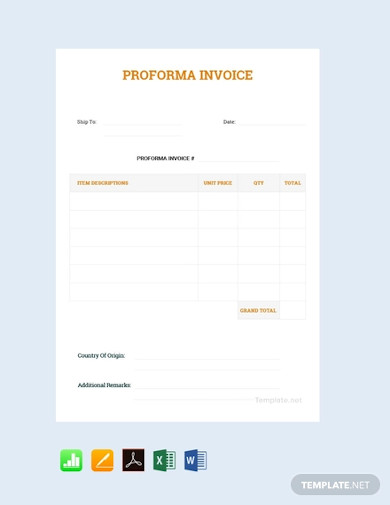 Proforma - 10+ Examples, Format, Sample | Examples