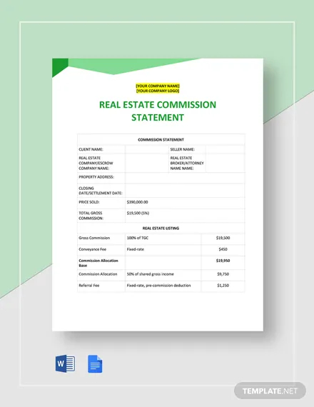 Real Estate Commission Statement - 7+ Examples, Format, Pdf | Examples