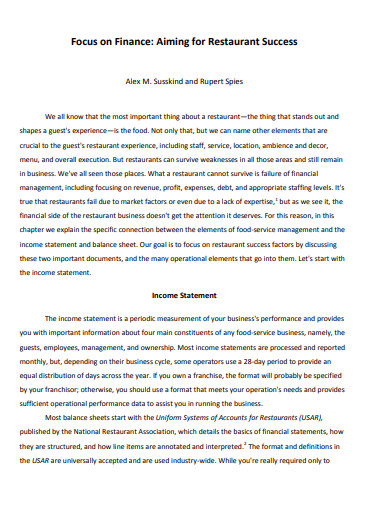 Restaurant ProfitLoss Statement - 5+ Examples, Format, Pdf | Examples