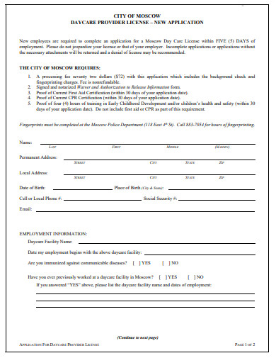 Daycare Application Form - 10+ Examples, Format, Pdf | Examples