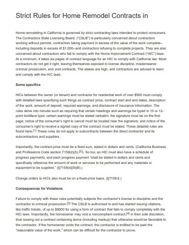 Home Remodeling Contract - 5+ Examples, Format, Pdf | Examples