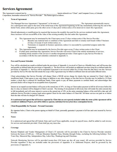 Managed Services Agreement Contract - 9+ Examples, Format, Pdf | Examples